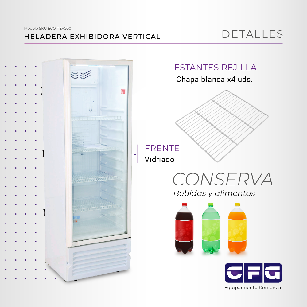 Heladera 450 lts Exhibidora Vertical – CFG Refrigeración y ...